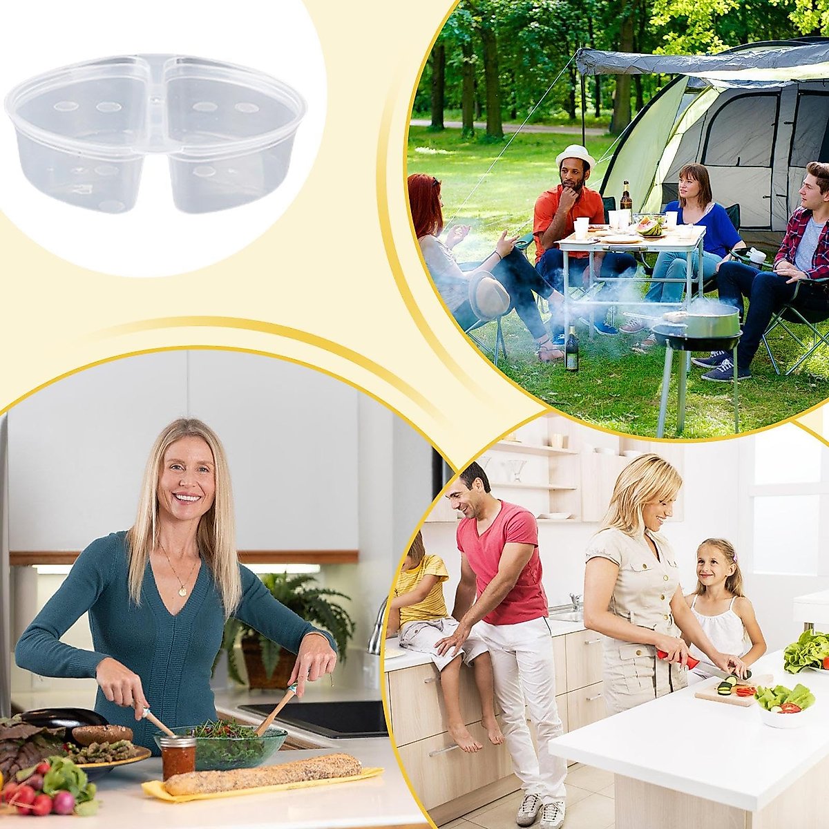 YTGOCN 100 Transparent Condiment Containers Double Condiment Containers With Hinged Lids, Small Snack Containers For Dips, Portable Seasoning Containers