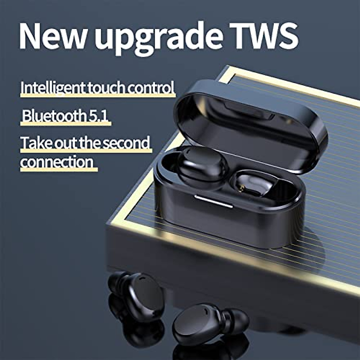 Wireless Earbuds, Mini Blue-tooth Earbuds Headphones Stereo Earphones Touch Control, in-Ear Headphones Sports Music Earbuds Built-in Mic/Noise Cancelling/Premium Deep Bass/Long Distance Connection (A)