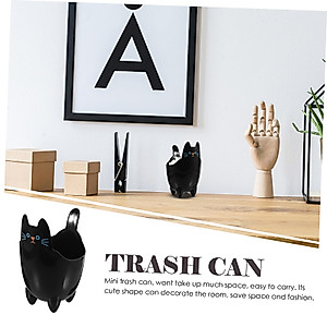 PRETYZOOM Cartoon Cat Shaped Tabletop Trash Can Decorative Pen Holder Storage Bucket Desk Bathroom