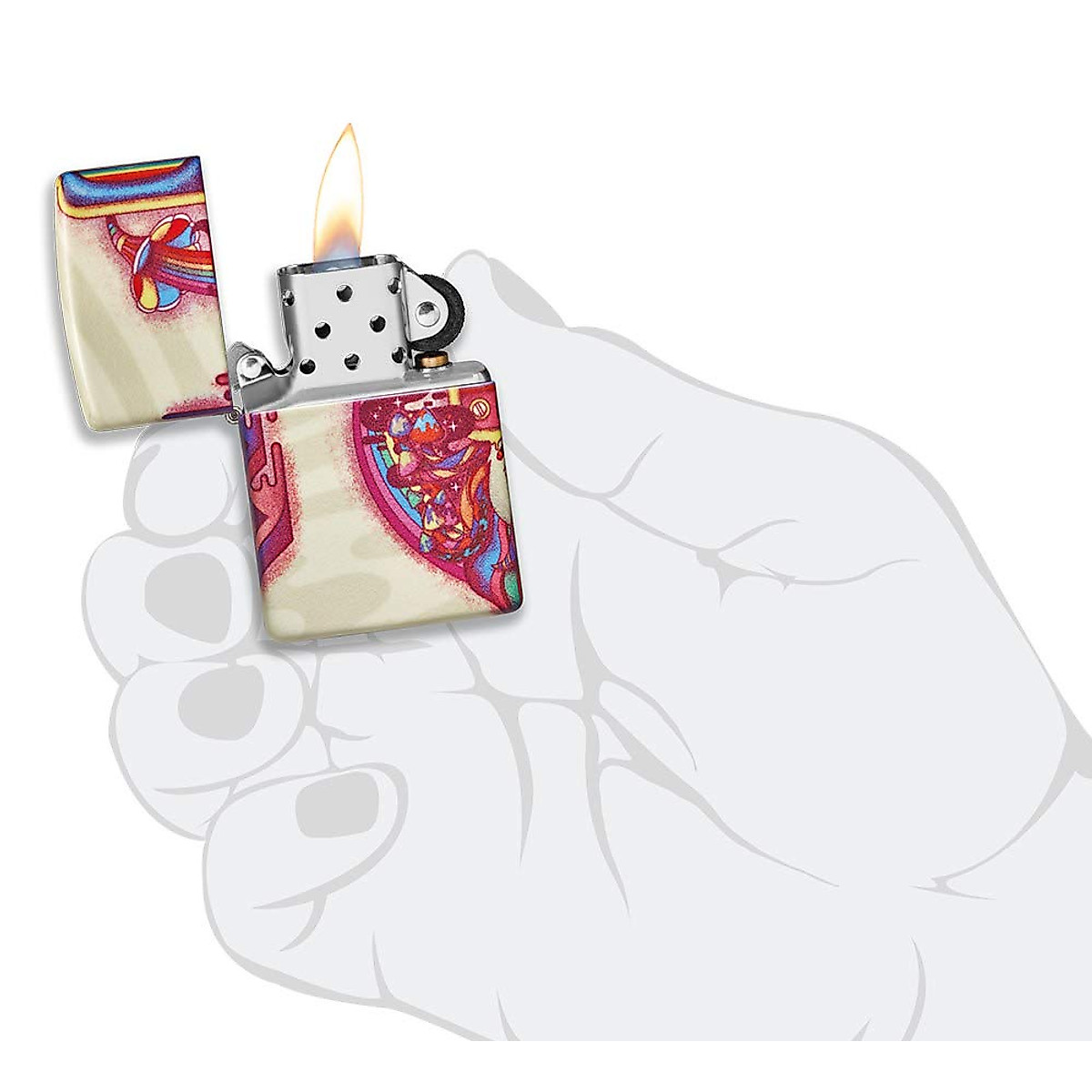 Zippo Trippy Psychedelic Design 540 Color Pocket Lighter