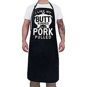 2-Pack Funny Balck Waterproof Aprons for Men Women With Pockets - Grilling Gifts for Dad, Husband, Fathers, Son, Boyfriend - Kitchen Bbq Chef Cooking Apron