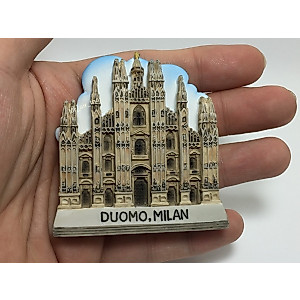 WitnyStore Tiny Milan Cathedral Basilica or Duomo di Milano Italy Italia Southern Europe Tourist Attractions Resin Refrigerator Magnet Traveler Souvenir Gift Memento 3D Fridge Magnets