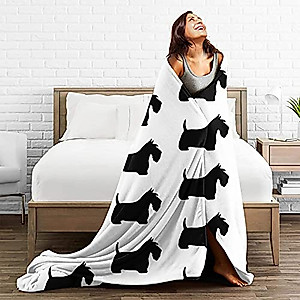 Annalice Scottish Terrier Silhouette Black Scottie Dog Flannel Fleece Blanket Ultra-Soft Fluffy Warm Throw Blanket for Couch Bed All Seasons Suitable for Women, Men, Black Scottie Dog, 80x60 Inches