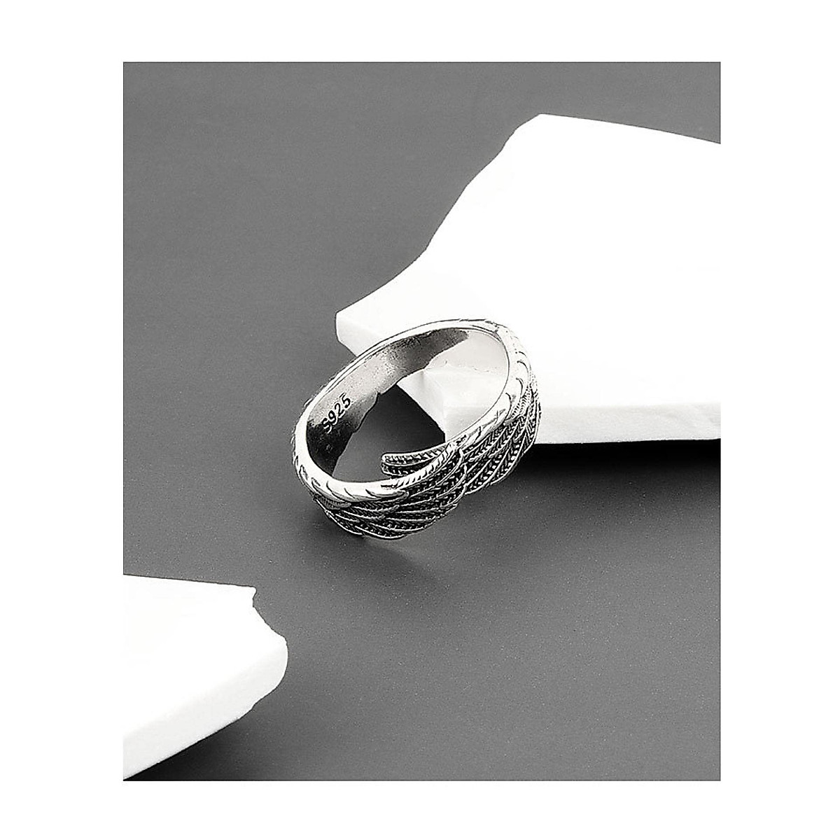 925 Sterling Silver Ring, Wings, Adjustable Women'S Open Ring Thai Silver-R1073