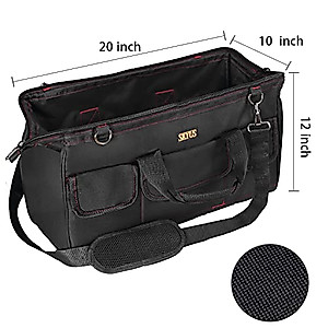 SKYUS 20 inch Tool Bag, Wide Mouth Tool Organizer,with Adjustable Shoulder Strap(20-inch)