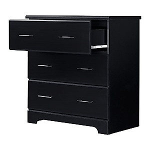 STORK CRAFT Brookside 3 Drawer Dresser (Black) – Baby and Kids Bedroom Organizer, Nursery Chest, Storage Dresser With Drawers, Universal Design