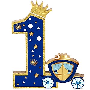 Prince Number 1 Wooden Sign Royal 1st birthday Table Centerpiece Prince First Birthday Party Decorations for Baby Boy Girl 1st Birthday Baby Shower Decor Supplies