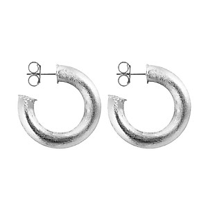 Sheila Fajl Thick Small Chantal Hoop Earrings in Brushed Silver Plated