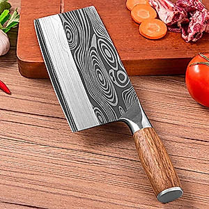 Meat Cleaver 8-inch Chef Knife Professional Butcher Knife Stainless Steel Vegetable Cleaver Knife with Anti-slip Wooden Handle