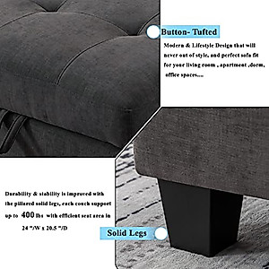 Flesser Sectional Sofa Couch with Storage Ottoman Modular Sofa Couch Reversible 6 Seater Velvet Fabric L Shape Sectional Couch for Living Room, Apartment,Home Office with Pillows (Dark Grey)