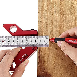 DDWT YX-3 Center Finder Woodworking Square Center Scribe 45 90 Degrees Angle Line Scriber Marking Tools Metric and Inch Ruler Magnetic Wood Measuring Scribe Tool