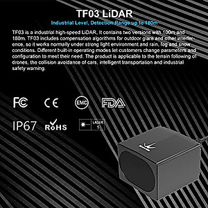 youyeetoo TF03-100 Long Range Lidar Sensor, 100m(328ft) Distance Measurement IP67 100Klux Rangefinder, for Industry, Rail Transit, Intelligent Parking Detection