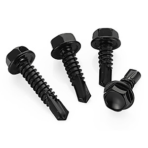 #8 x 3/4" Hex Washer Head Self Drilling Screws Black Finish, 410 Stainless Steel, 100 PCS