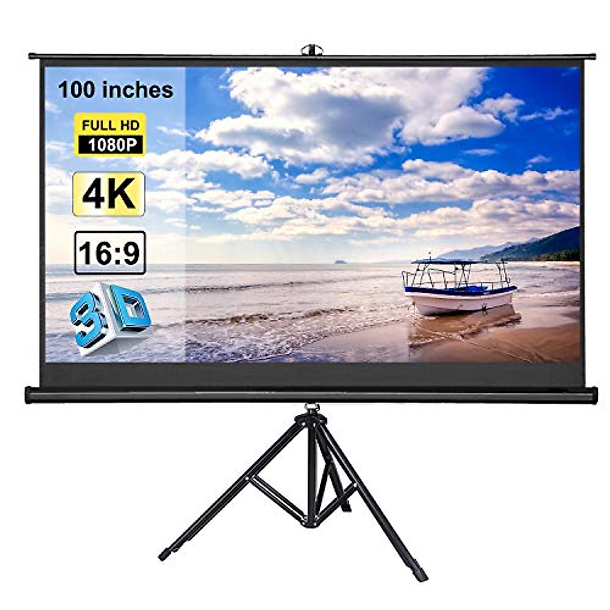 PDGJG Projector Screen 72 100 inches Tripod Stand 16:9 Portable Projection Screen 4K 3D Movies Screen for Home Office Indoor Outdoor (Size : 72 inch)