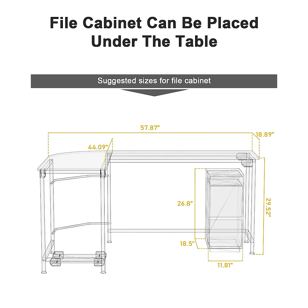 Teraves Modern L-Shaped Desk 58'' Corner Computer Desk Home Office Study Workstation Wood & Steel PC Laptop Gaming Table