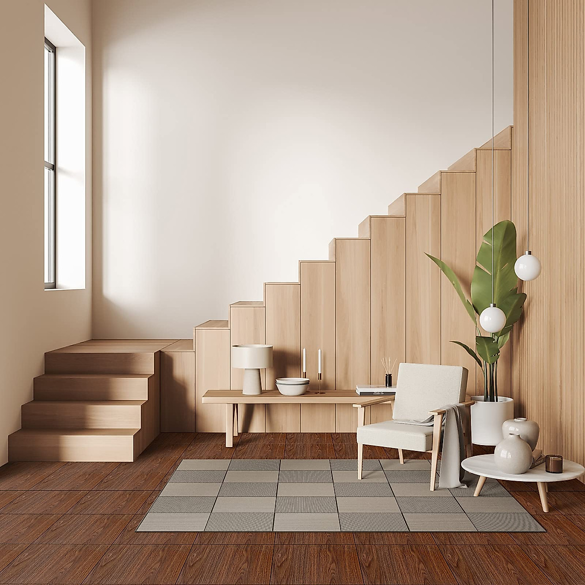 Sasylvia 48 Pcs Peel and Stick Floor Tile Wood Grain Vinyl Flooring Self Adhesive Waterproof Bathroom Floor Tile for Living Bedroom Kitchen Floor, 11.8 x 11.8 Inch,Dark Brown(Fresh Style,Dark Brown)