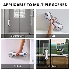 zmnklry 2Packs Grab Bars for Shower, 3Suckers Super Suction Shower Handle, No-Drill Shower Handles for Elderly, Shower Grab Bars for Seniors, Handicap Grab Bars,for Bathroom Grab Bar, Shower Grab Bar