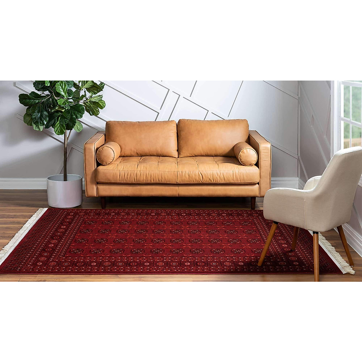 Unique Loom Tekke Collection Over-Dyed Saturated Traditional Torkaman Area Rug, 8 ft x 11 ft, Red/Burgundy