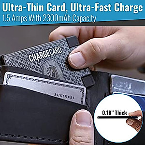 ChargeCard Portable Phone Charger & Power Bank – Fast Charging and Compact – Interchangeable Cables (Lightning, USB-C, Micro USB) - For iPhone and Android – Credit Card Sized Phone Battery Pack
