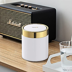 Mini Trash Can with Lid, Desktop Small Trash Can Recycling Bin Cute Metal Garbage Can for Tabletop Countertop Use,Stainless Steel 0.4Gal/1.5L Waste Bin for Office Parlor Car Bedroom,Swing Lid Open