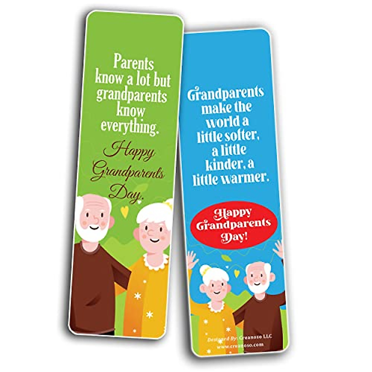 Creanoso Grandparents Day Bookmarks (10-Sets X 6 Cards) – Daily Inspirational Card Set – Interesting Book Page Clippers – Great Gifts for Adults and Professionals