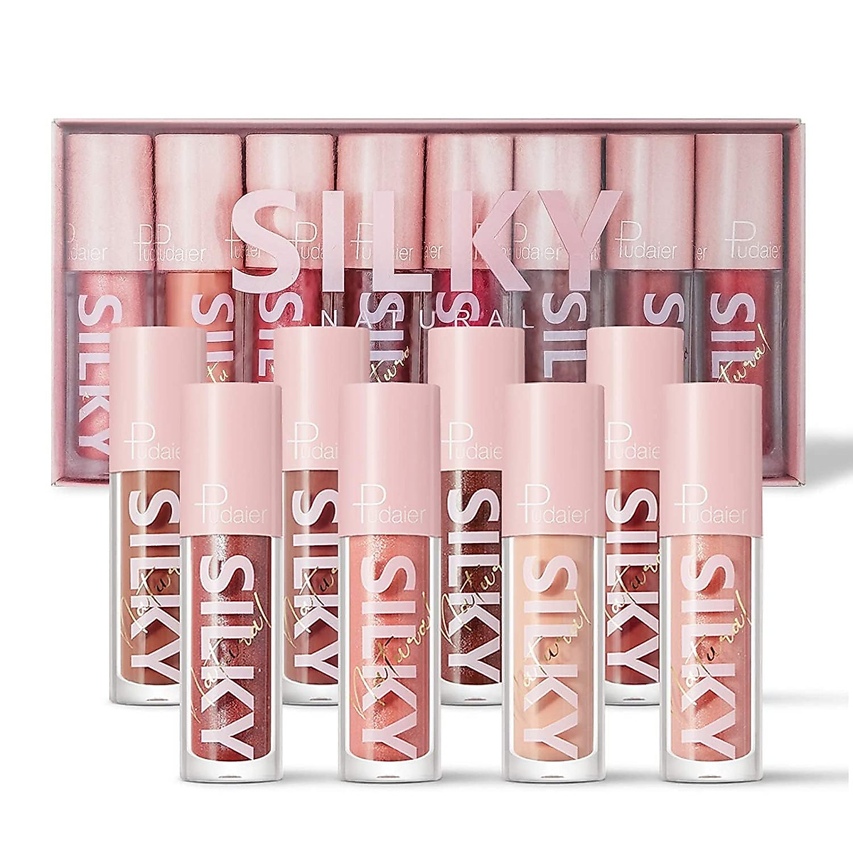 MAEPEOR Shiny Glossy Lipgloss Set 8PCS Non-Sticky Moisturizing Lip Gloss Long-lasting High Shine & Shimmer Liquid Lipstick for Girls and Women (Shiny Glossy, 8PCS-A)