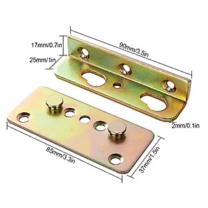 Acrux7 12 Sets Bed Rail Brackets Heavy Duty Bed Frame Brackets No-Mortise Bed Frame Hardware Bed Replacement Parts Connectors with Screws for Wood Bed Frame