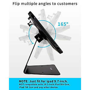 CarrieCathy Desktop Anti-Theft Security Kiosk POS Stand Holder Enclosure with Lock & Key, Compatible with iPad 2,3,4, iPad air, iPad air 2, iPad Pro 9.7", iPad 2017 & 2018, Flip & Rotate Design, Black