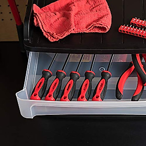 IRIS USA Medium 3-Drawer Desktop Organizer with Open Tray Top, 2 Pack, for Office, School, Stationary, Makeup Organizer, Bathroom, Utility, Medical Supplies, Desk Organizer, Versatile Storage, Black