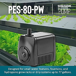 Little Giant PES-80-PW 115-Volt, 77 GPH Magnetic Drive Fountain Pump with 6-Ft. Cord, Black, 566714