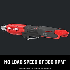 CRAFTSMAN V20 Cordless Ratchet Wrench, 1/4" Drive, 35 Ft-lbs of Torque, Bare Tool Only (CMCF934B)