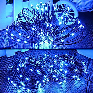 ER CHEN Dimmable LED String Lights Plug in, 100ft 300 LED Waterproof Fairy Lights with Remote, Indoor/Outdoor Copper Wire Christmas Lights for Bedroom, Patio, Garden, Yard (Green Wire, Blue)