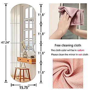 Full Body Length Mirrors for Walls, 15.7x12 4pcs Acrylic Plexiglass Mirror Stickers Wall-Mounted Stick On Frameless Makeup Large Long Mirror Home Workout Gym Hallway Dorm Floor Tile Self Adhesive