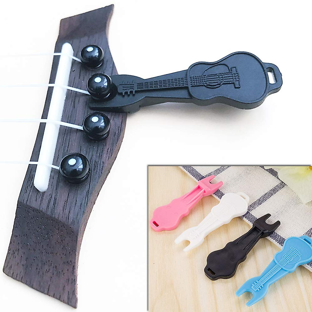 24pcs Acoustic Guitar Bridge Pins Pegs with 1pc Bridge Pin Puller Remover, Ivory & Black-Jinlop