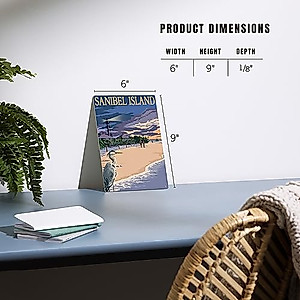 Lantern Press 6x9 Inch Wood Sign, Ready to Hang Wall Decor, Sanibel Island, Florida, Lighthouse