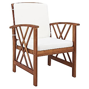 SAFAVIEH Outdoor Collection Fontana Natural/ Beige 4-Piece Conversation Patio Set with Cushions