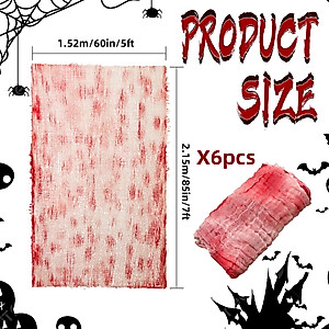 6 PCS Halloween Bloody Gauze Table Cover- 85" x 60"Scary Bloody Tablecloth Halloween Creepy Blood Cloth-Halloween Gauze Cloth Spooky for Party Outdoor and Indoor Spook Houses Supplies