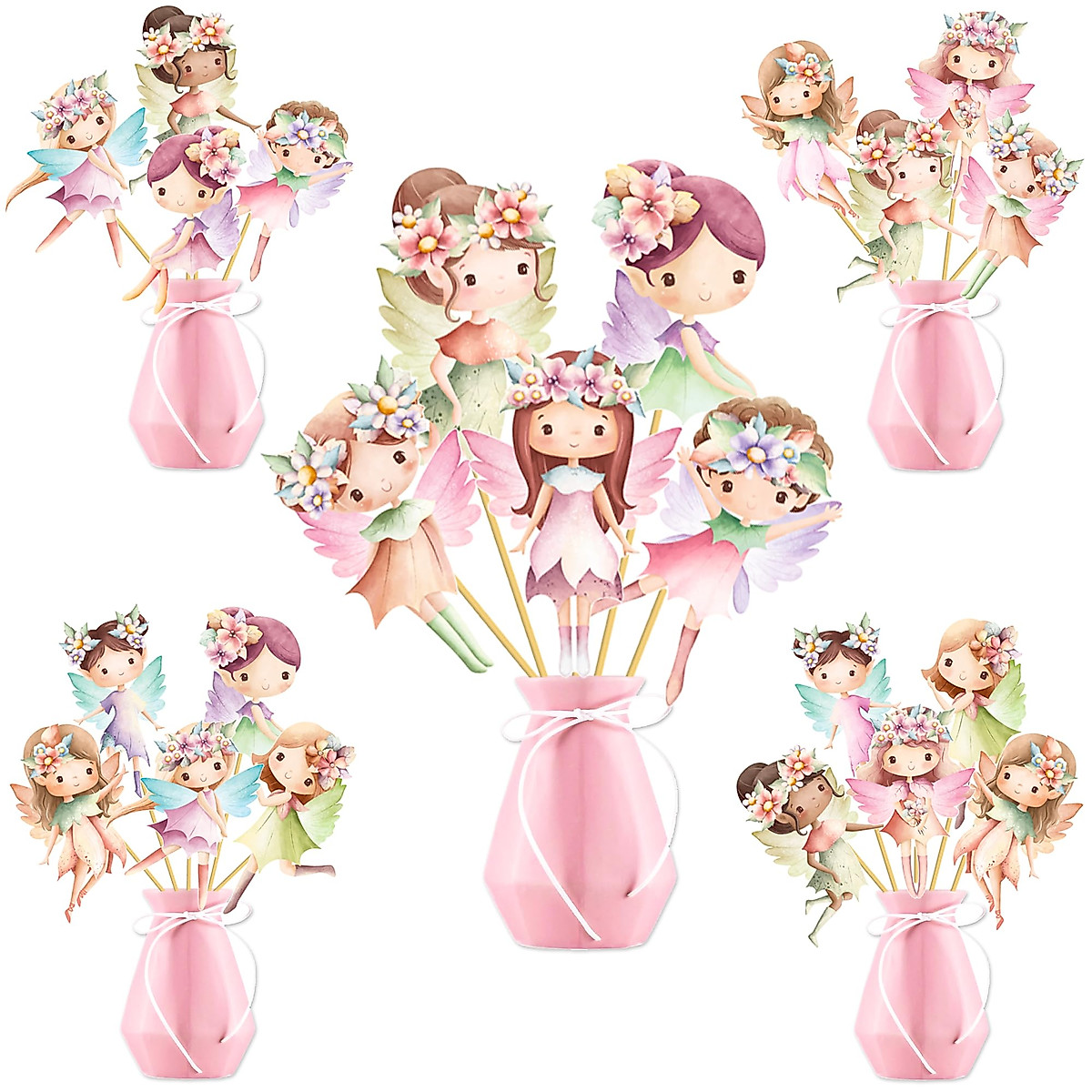 Fairy Party Centerpiece Stciks Fairy Birthday Decorations Fairy Centerpieces for Table 28pcs Fairy Party Table Toppers Fairy Baby Shower Decorations for Floral Fairy Garden Party Supplies