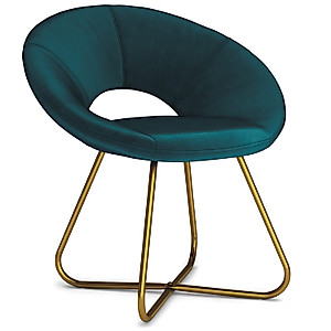 SIMPLIHOME Barrett 24 Inch Wide Mid Century Modern Accent Chair in Teal Velvet Fabric, For the Living and Family Room