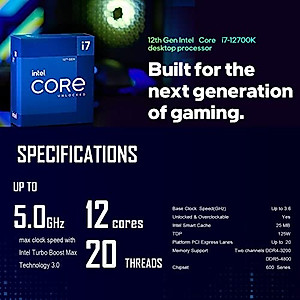 Micro Center Intel Core i7-12700K Desktop Processor 12 (8P+4E) Cores up to 5.0 GHz Unlocked LGA1700 600 Series with MSI MAG Z690 Tomahawk WiFi DDR4 Gaming Motherboard