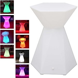 AKaSping LED Bar Table 19" Cocktail Tables with Remote Control 16 RGB Changing-Color Pub Table Hexagon Bistro Coffee Table Outdoor Light Up Bar Table Light Up Furniture