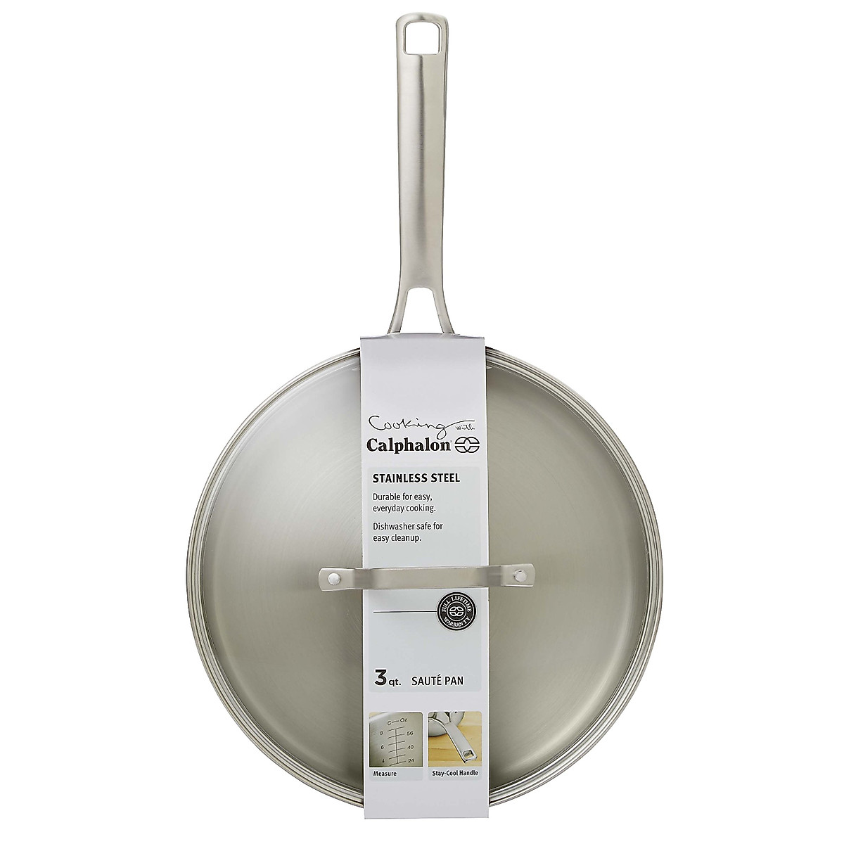 Calphalon Stainless Steel Cookware Sauce Pan with Lid, 3 qt., Stainless Steel