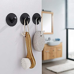 4 Pack Adhesive Hooks Metal Heavy Duty Wall Mounted 3M Sticky Hook for Hanging Coat, Scarf, Bag, Towel, Keys for Home, Bedroom, Entryway NO Damage Wall Hangers Round Matte Black