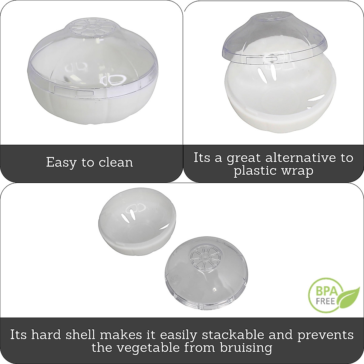 IMUSA USA IMU-71206 Onion & Garlic Saver/Container with Clear Cover, 4", White