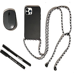 Ecofriendly iPhone 12 Mini Crossbody Cord Case Leash Hands-Free Adjustable Strap Landyard Shockproof Resistant Cover (Black)