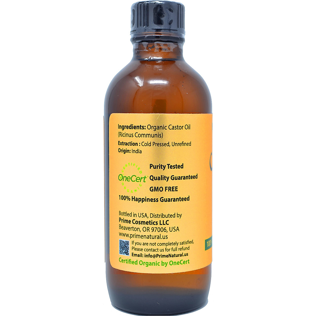 PRIME NATURAL Organic Castor Oil (4oz / 120ml) - USDA Certified Organic, Pure, Cold Pressed, Thick, Hexane Free - Stimulate Growth for Eyelashes, Eyebrows, Hair, Skin Moisturizer