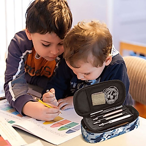 FAFACUSDIT Large Pencil Case for Boys Cute Canvas Kids Pencil Pouch with Zipper Compartments Big Capacity Pencil Bag Organizer Box for School (Winter camouflage)