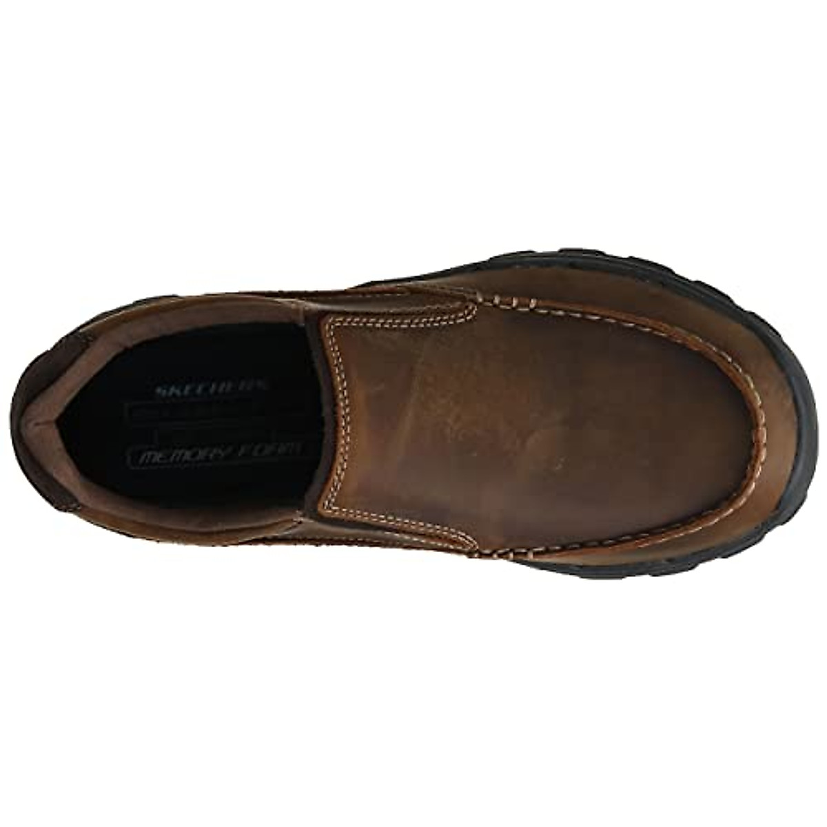 Skechers Men's Braver-Rayland Slip-On Loafer, Dark Brown Leather, 10 2E US