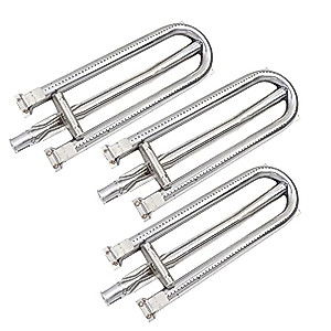 Zemibi 19 1/8 x 6 Inch Burner Tubes, Burner Gas Grill Replacement for Brinkmann 810-8905-S, 810-8907-S, Charmglow 810-8905-S, 810-8907-S, 3 Pack Stainless Steel Pipe Center-Fed Grill Burner
