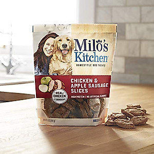 Milo's Kitchen Dog Treats, Chicken & Apple Sausage Slices, 18 Ounce